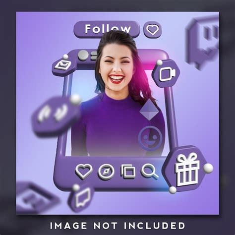 Premium Psd Twitch Feed Post Template With 3d Render Icon Set