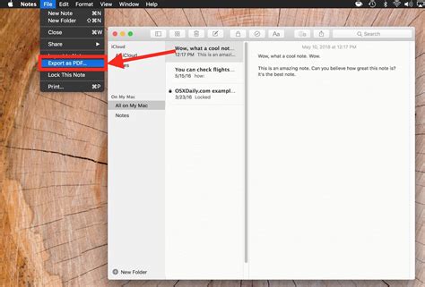 how to export notes as pdf on mac
