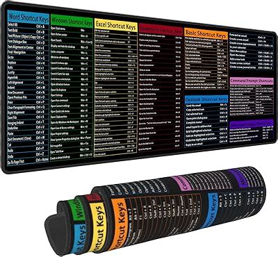 Excel Shortcut Keys Mouse Pad Extended Large XXL Cheat Sheet Gaming Mousepad PC Office