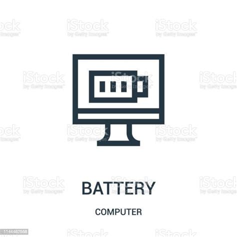 컴퓨터 컬렉션에서 배터리 아이콘 벡터입니다 얇은 라인 배터리 개요 아이콘 벡터 일러스트 레이 션 0명에 대한 스톡 벡터 아트 및