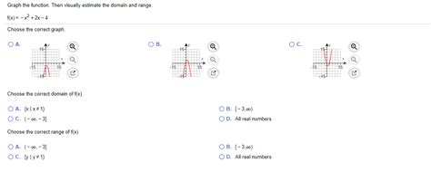 solved graph the function then visually estimate the domain