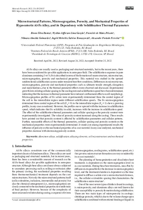 Pdf Microstructural Patterns Microsegregation Porosity And