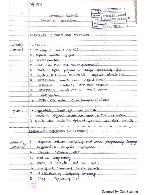 Namma Kalvi 12th Computer Science Important Questions 216120 Pdf