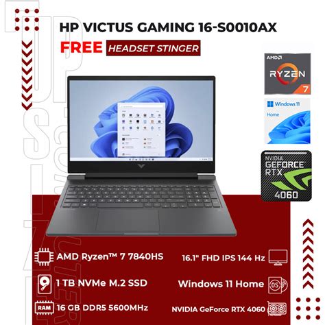 Jual HP Victus 16 S0010AX S0047AX R7 7840HS 16GB 1TB SSD RTX4060 8GB W11 Shopee Indonesia