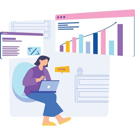 Female Developer Working On Data Analytics Illustration 38896996 Vector