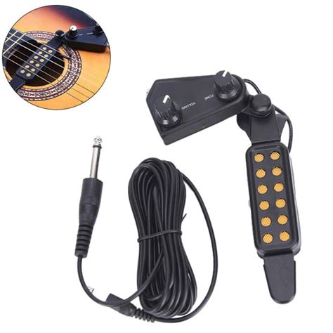 Clip On Sound Microphone Wire 12 Hole Acoustic Electric Guitar Pick Up Amplifier Bd