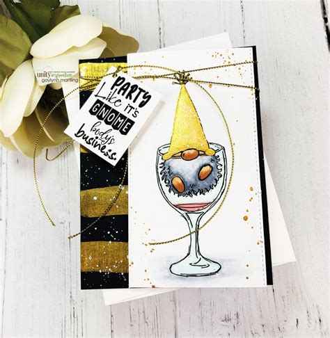 Gold Watercolor Background Celebration Gnome Card Tutorial Unity Blog