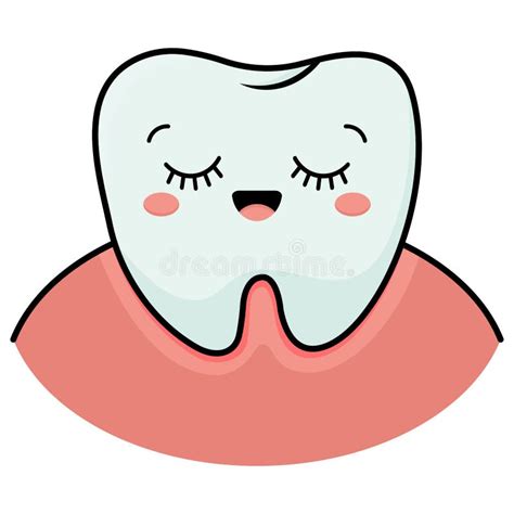 Cartoon Tooth Illustration Happy Sleeping Tooth Stock Vector