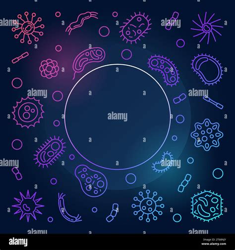 Pathogenicity Square Colored Frame Vector Concept Illustration In Thin Line Style With Place