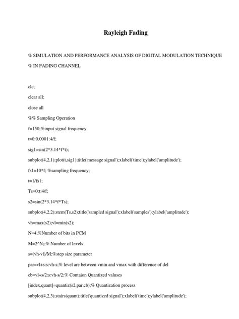 Rayleigh Fading Pdf Pdf Computing Information And Communications