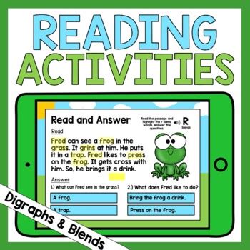 Digraphs And Blends Reading Activities Boom Cards By Terrific Teaching Tactics