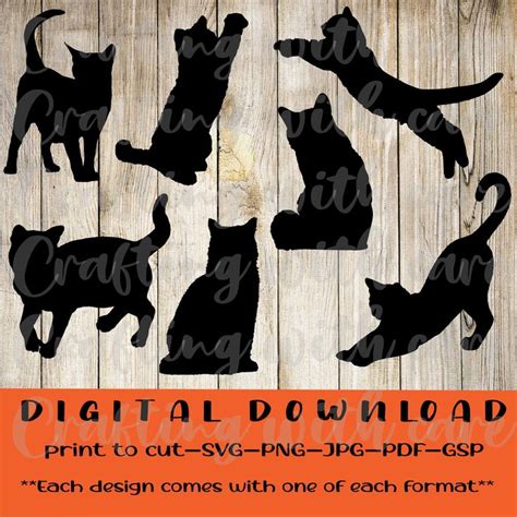 Cat Svg Cat Silhouette Cat Bundle Cat Cat Ears Cat Digital