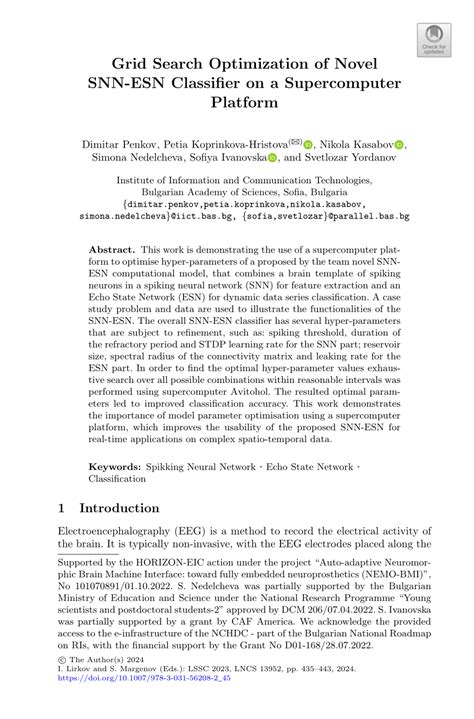 Pdf Grid Search Optimization Of Novel Snn Esn Classifier On A Supercomputer Platform Pdf Grid Search Optimization Of Novel Snn Esn Classifier On A Supercomputer Platform