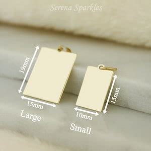 10k Solid Gold Engravable Tag Necklace Real Gold Tag Pendant Gold