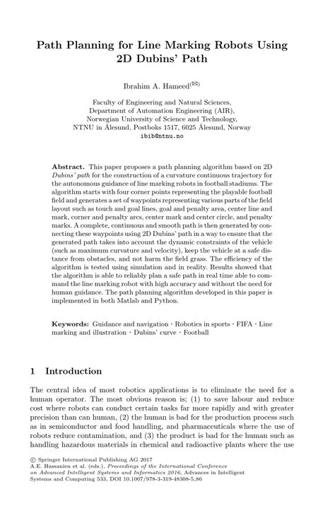 Pdf Path Planning For Line Marking Robots Using 2d Dubins Path