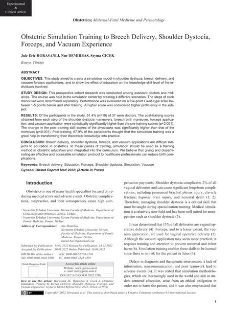 Pdf Obstetric Simulation Training To Breech Delivery Shoulder Dystocia Forceps And Vacuum