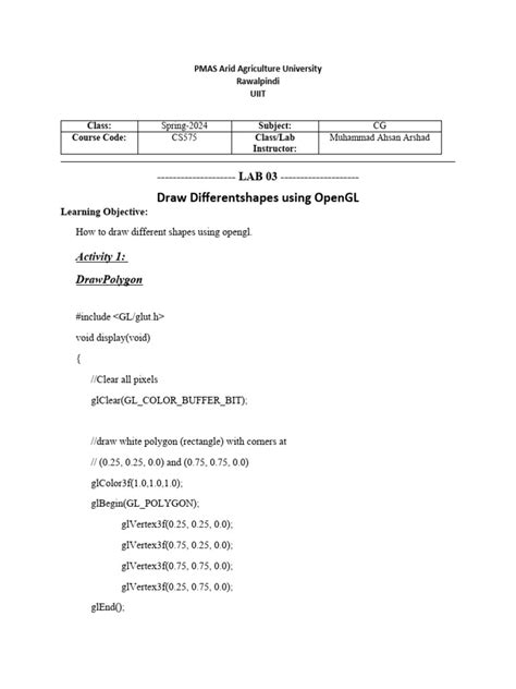 Lab 3 Cg Pdf Graphics Computer Science