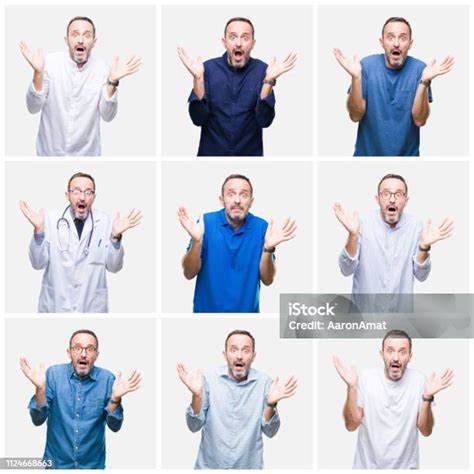 콜라주 흰색 위에 수석 노인의 우아한 남자의 팔 및 손에 발생 배경 우 둔 하 고 혼란 스 러 워 식 고립 의심 개념입니다 감정에 대한 스톡 사진 및 기타 이미지 Istock