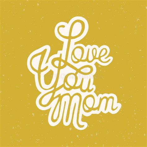 Love You Mom Heartwarming Inscription Written With Elegant Cursive Script On Yellow Background