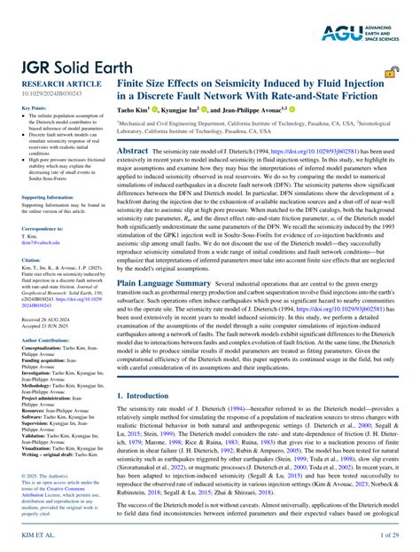 Pdf Finite Size Effects On Seismicity Induced By Fluid Injection In A