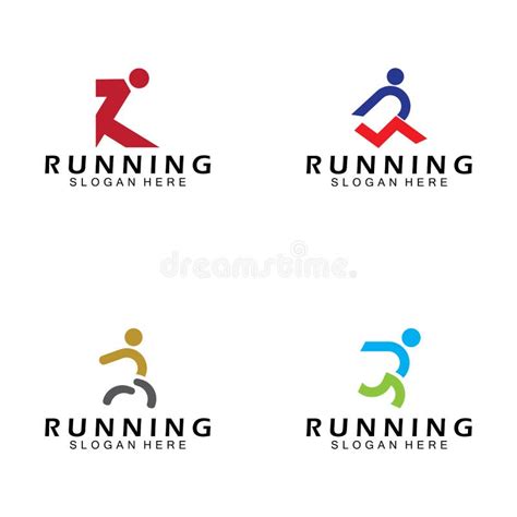Letter R For Running Logo Design Combination Letter R And People Stock