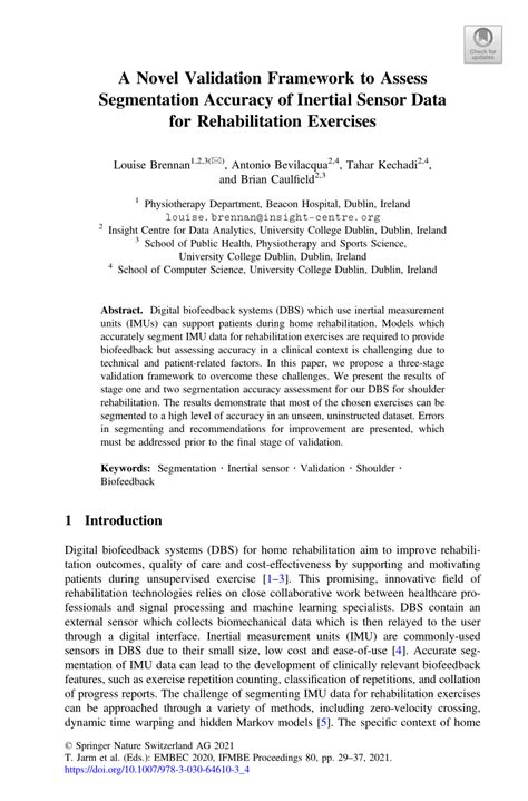 PDF A Novel Validation Framework To Assess Segmentation Accuracy Of Inertial Sensor Data For