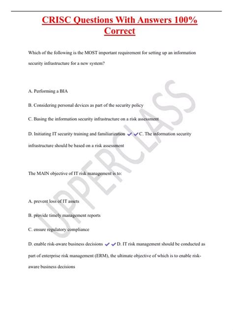 Crisc Questions With Answers 100 Correct Crisc Stuvia Us