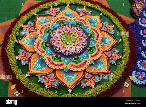 Beautiful Colorful Indian Traditional Rangoli Decoration For Diwali Or