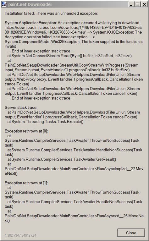 Solved Received An Error Trying To Install Paint Net Troubleshooting Bug Reports Paint