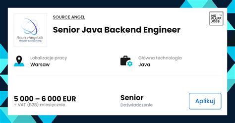 Praca Senior Java Backend Engineer Backend Source Angel Warsaw No Fluff Jobs