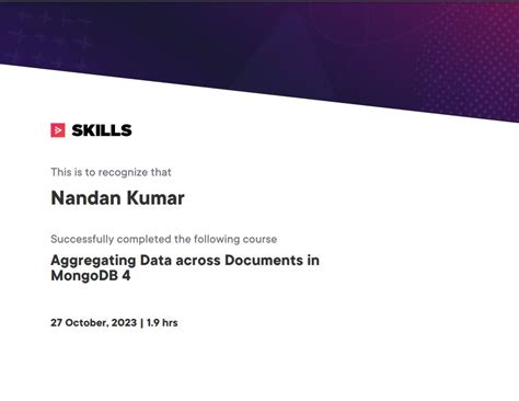 Completed Mongodb Data Aggregation Course Nandan Kumar Posted On The