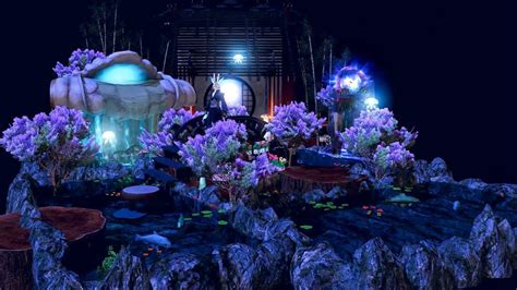 [ffxiv Housing] Oriental Indoor Landscape Apartment Bamboo Pavilion Floral Corridor Over Water