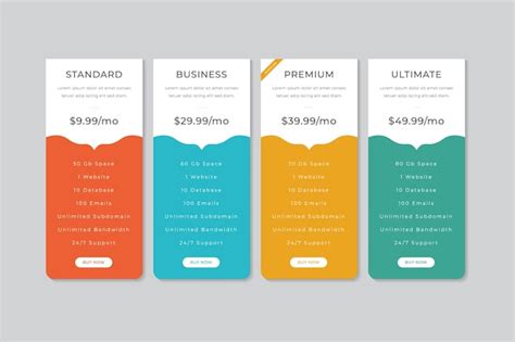 Premium Vector Pricing Table Template Vector Design