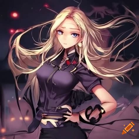 Anime Girl With Dirty Blonde Hair And Blue Eyes