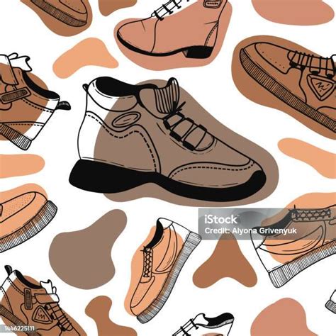 신발 패턴입니다 다양한 종류의 플랫 슈즈로 설정하십시오 신발로 설정하십시오 원활한 부계 0명에 대한 스톡 벡터 아트 및 기타 이미지 Istock