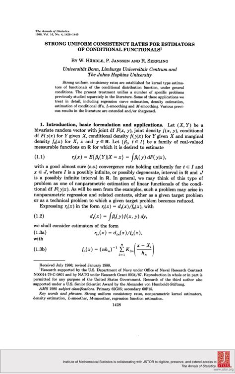 Pdf Strong Uniform Consistency Rates For Estimators Of Conditional
