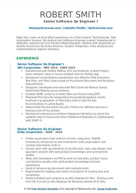 Senior Software Qa Engineer Resume Samples Qwikresume