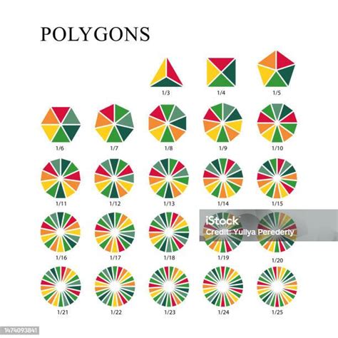 Colorful Polygons Divided Into Equal Segments Stock Illustration Download Image Now Chart