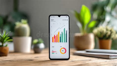 Mobile Learning App Displays Colorful Graphs On Smartphone Screen With