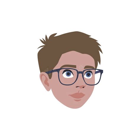 Vector Illustration Young Person With Glasses Brown Hair Casual Style