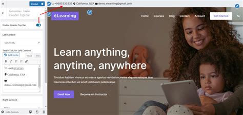 How To Enable The Header Top Bar Elearning Documentation