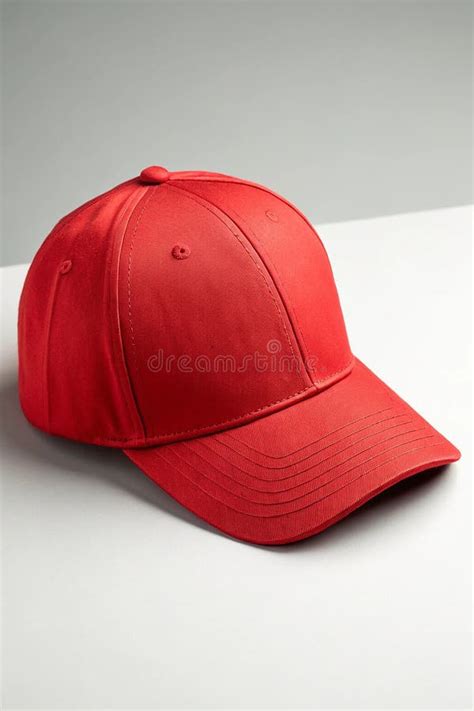 front facing red cap on neutral background with clear fabric texture