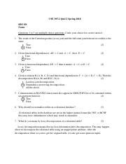Quiz Pdf CSE Quiz Spring SBU ID Name Questions To Are Multiple Choice