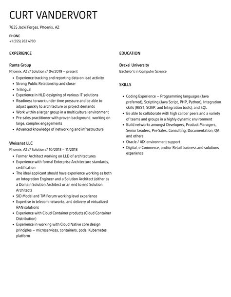 Solution Resume Samples Velvet Jobs