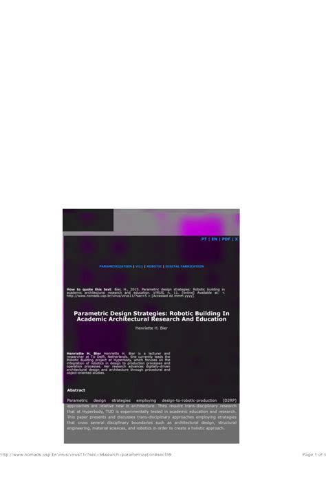 PDF Parametric Design Strategies Robotic Building In Academic Architectural Research And