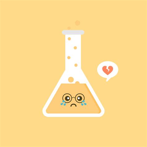 Kawaii And Cute Character Erlenmeyer Chemical Flask Flat Design Vector Illustration Science