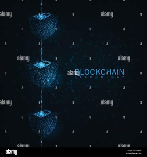 Abstract Blockchain Technology Concept Isometric Digital Blocks