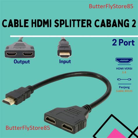 Jual Hdmi Spliter 2 Port Kabel 3d Hd 1080p Splitter Cabang Hdmi Cabang 1 2 Kabel Adaptor