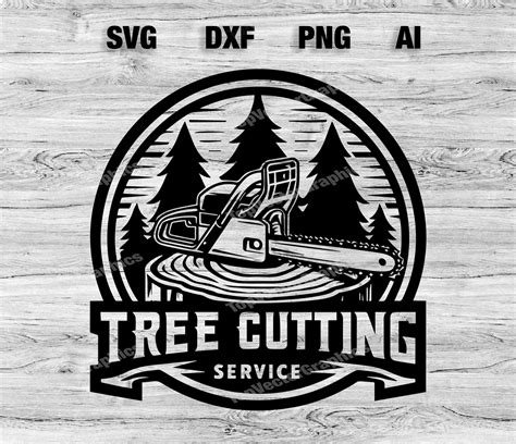 Professional Tree Cutting Service Logo Design Chainsaw SVG PNG Dxf AI Files Included Business