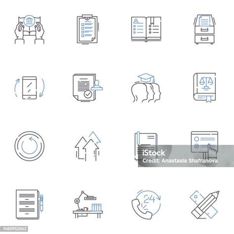 프로젝트 계획 라인 아이콘 컬렉션입니다 일정 마일 타임라인 범위 예산 리소스 결과물 벡터 및 선형 그림 작업 마감일 개요 표지판